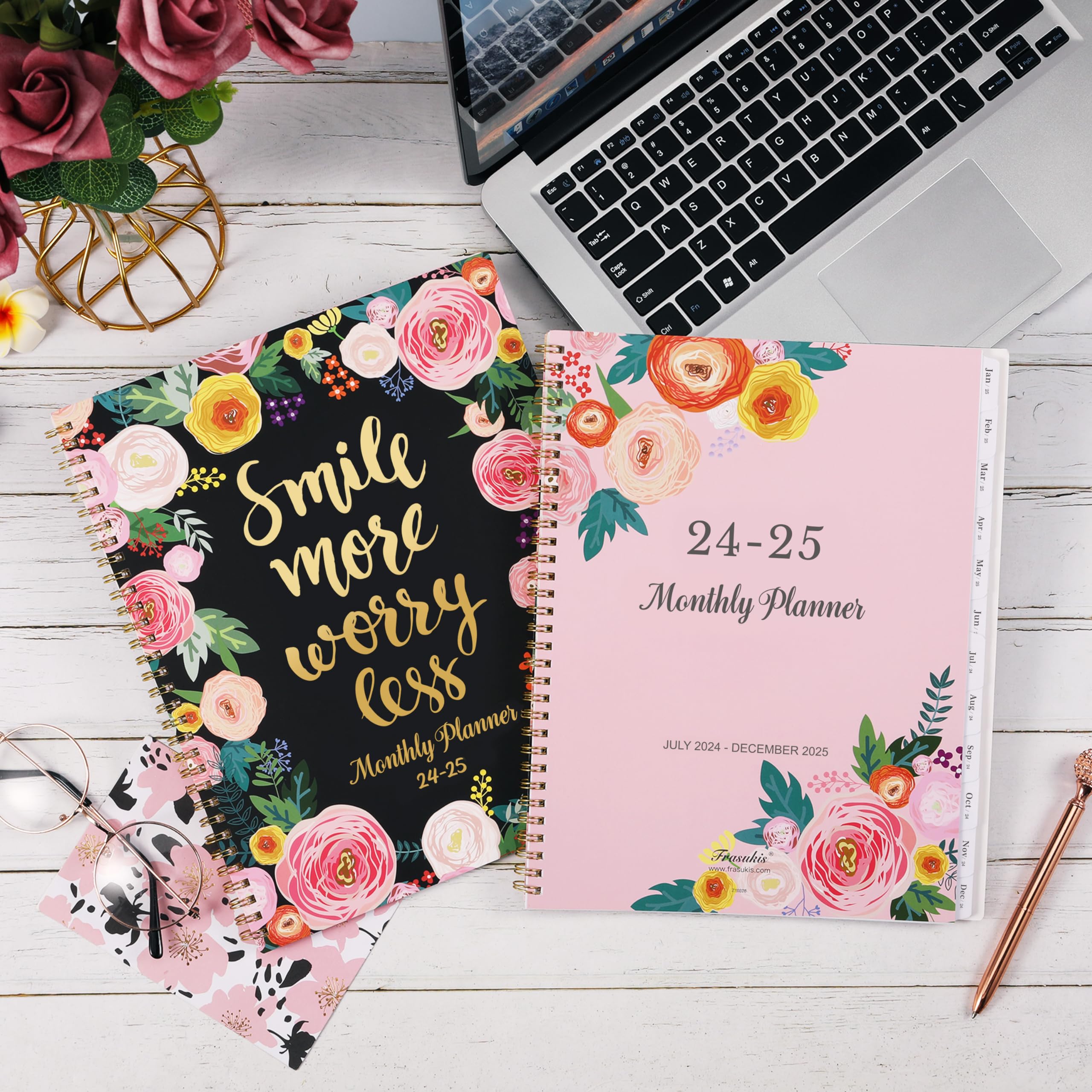 Monthly Planner 2023-2024 - Monthly Planner, 18 Month Planner from Jan. 2023- Jun. 2024, 8.8” x 11” Calendar 2023-2024 Planner Monthly with Tabs, Monthly Calendar Planner with Pocket, Contacts and Passwords, Twin-Wire Binding
