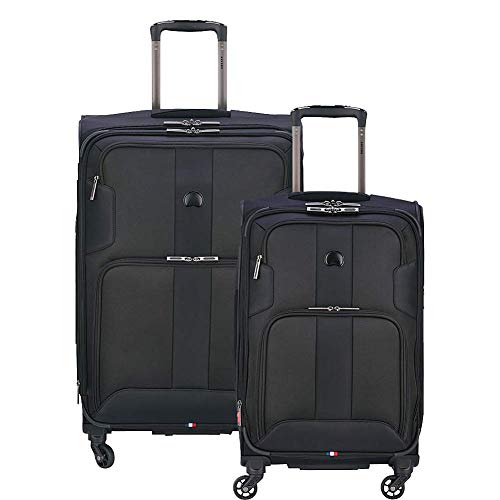 DELSEY PARIS Sky Max Softside Expandable Luggage with Spinner Wheels, Black, 2-Piece Set (21/25)