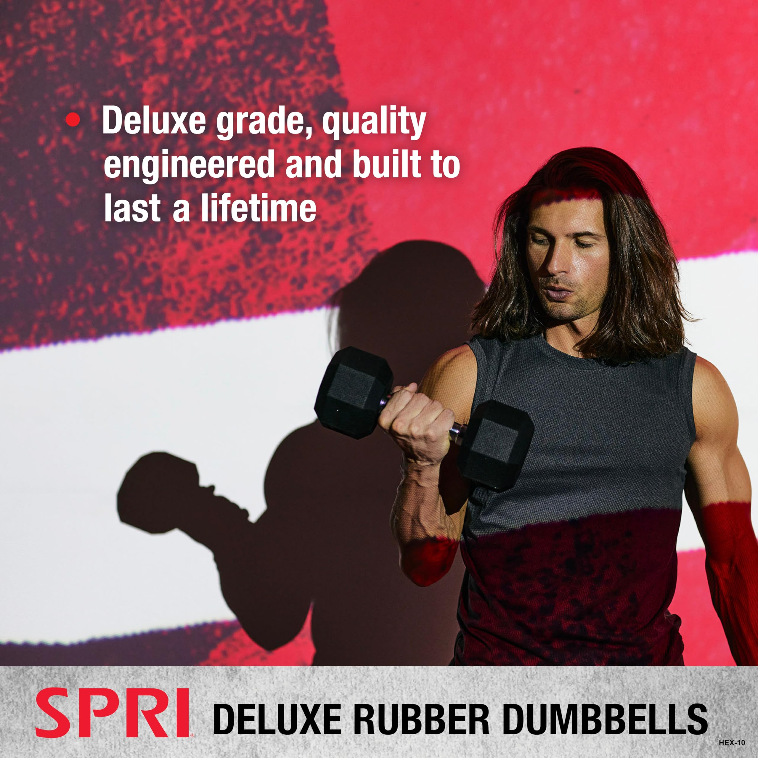 SPRI Dumbbells Hand Weights Set of 2-3 lb Rubber Hex Chrome Handle Exercise & Fitness Dumbbell for Home Gym Equipment Workouts Strength Training Free Weights for Women, Men