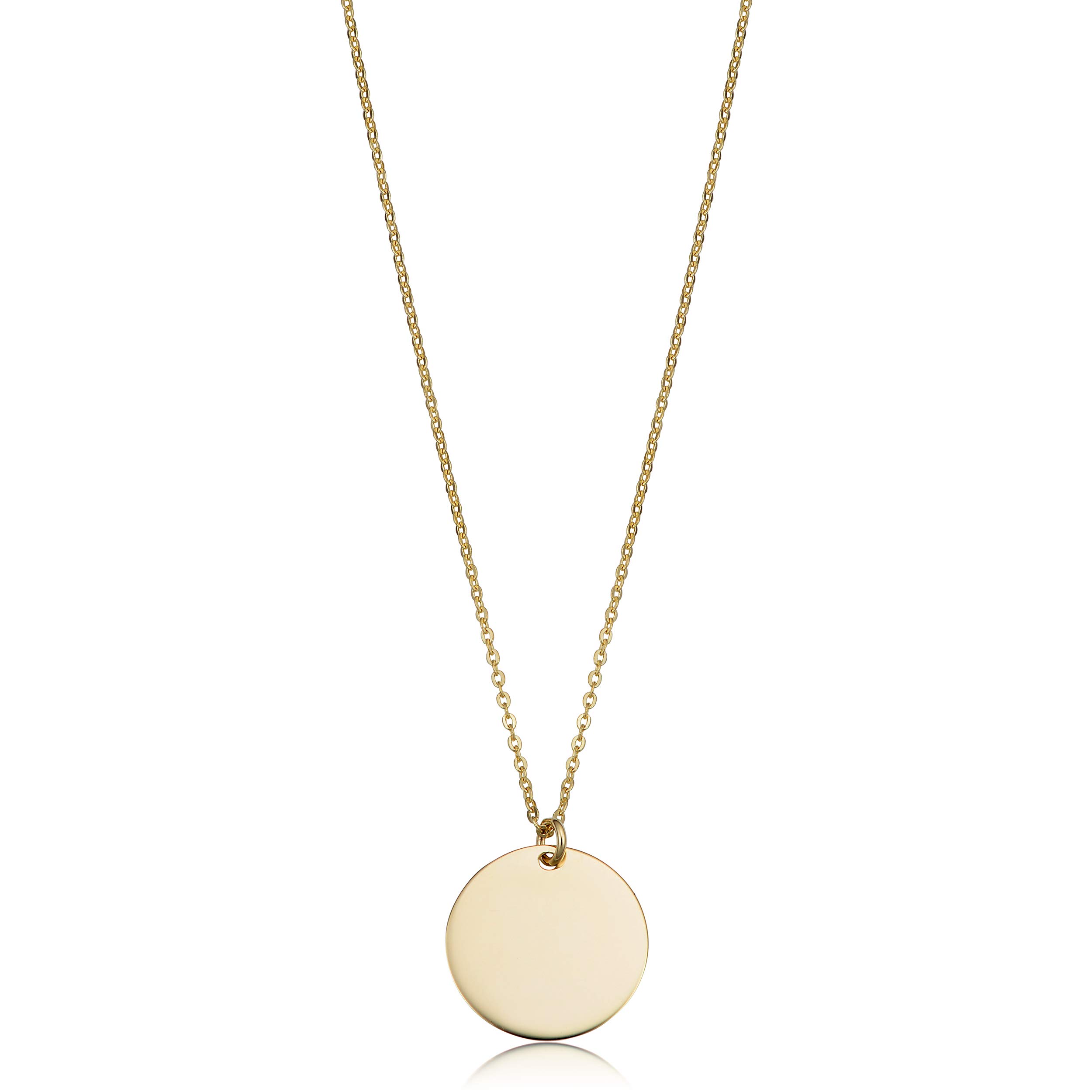 Kooljewelry 14k Yellow Gold 10 mm Round Disc Adjustable Length Necklace (adjusts to 17 or 18 inch) - Minimalist Jewelry for Women