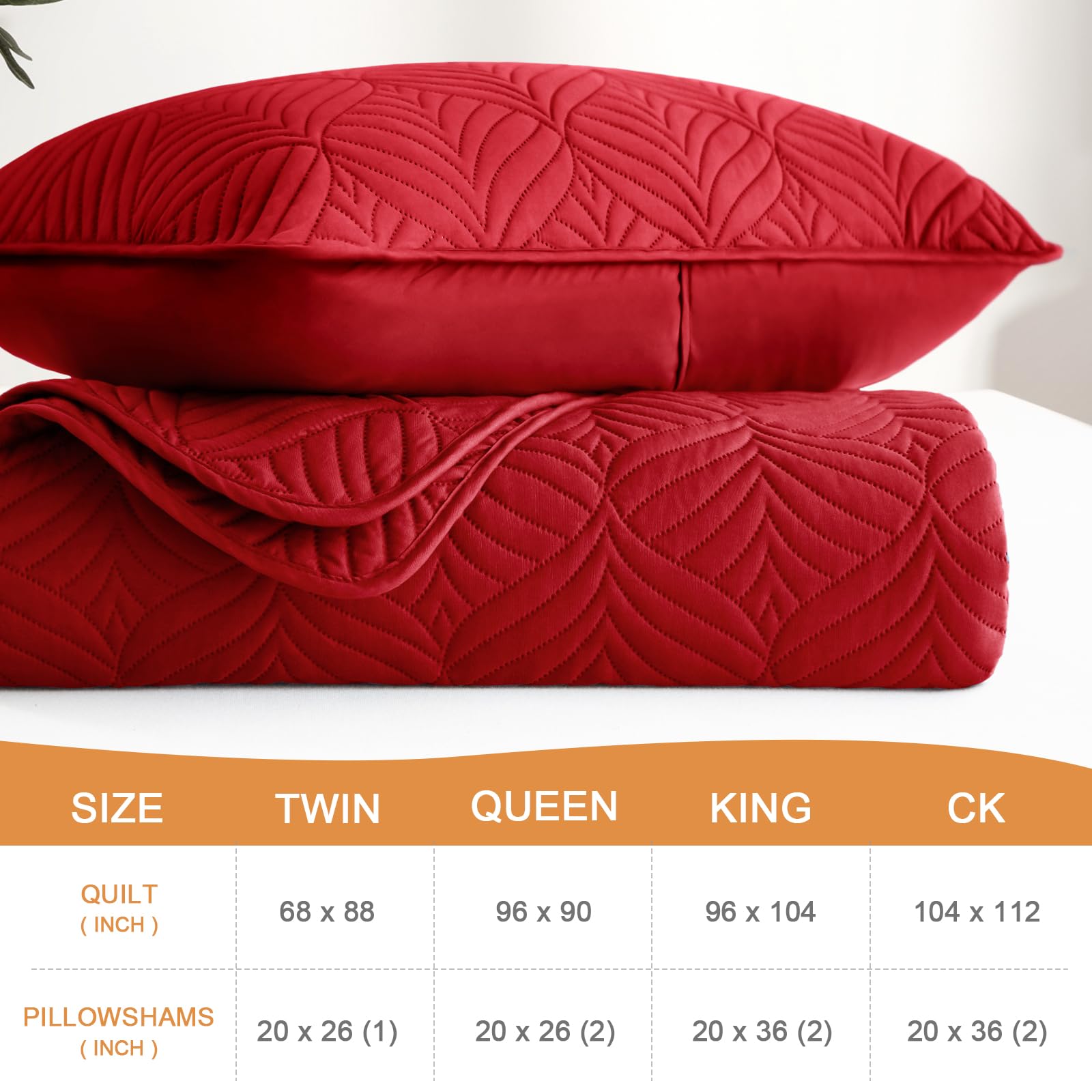 Whale Flotilla Elegant Extra Soft Quilts Queen Size, 3-Piece Lightweight Modern Geometric Full Queen Quilt Bedding Sets Bedspread Coverlet for All Seasons, Red