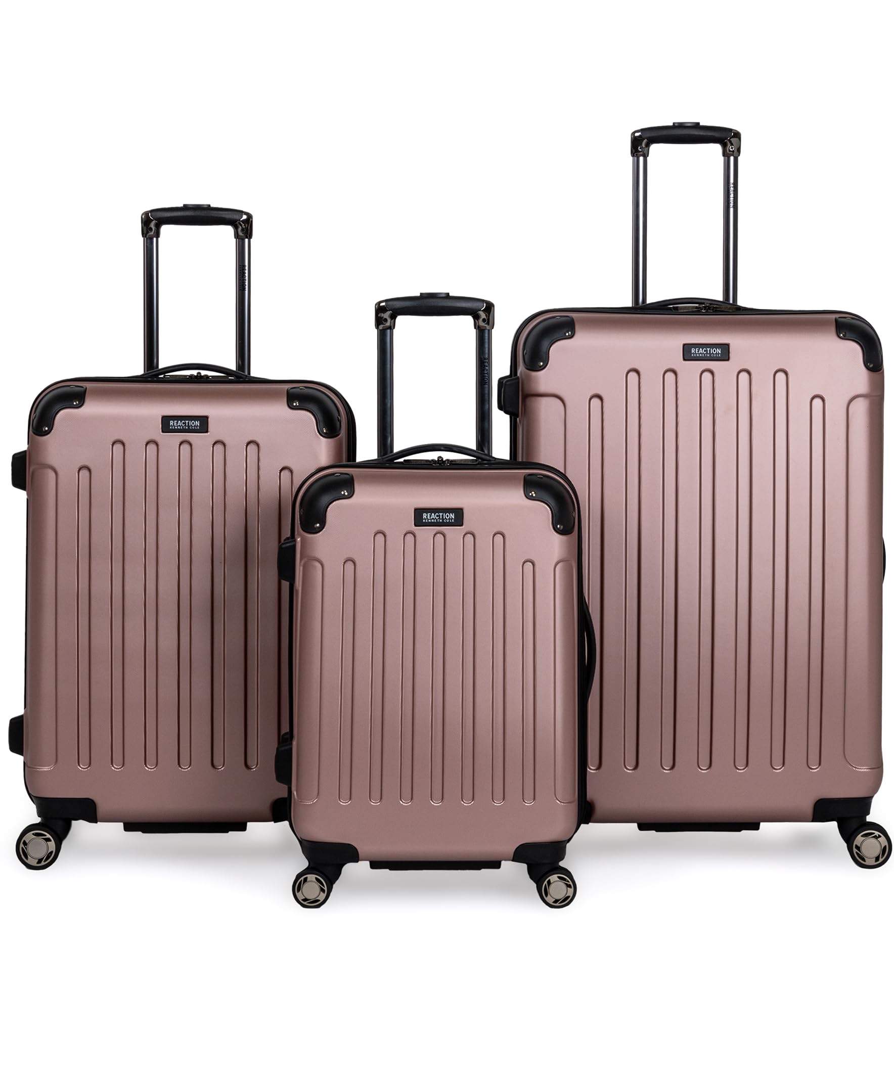 Kenneth Cole REACTION Renegade Luggage Expandable 8-Wheel Spinner Lightweight Hardside Suitcase, Rose Gold, 3-Piece Set (20"/24"/28")