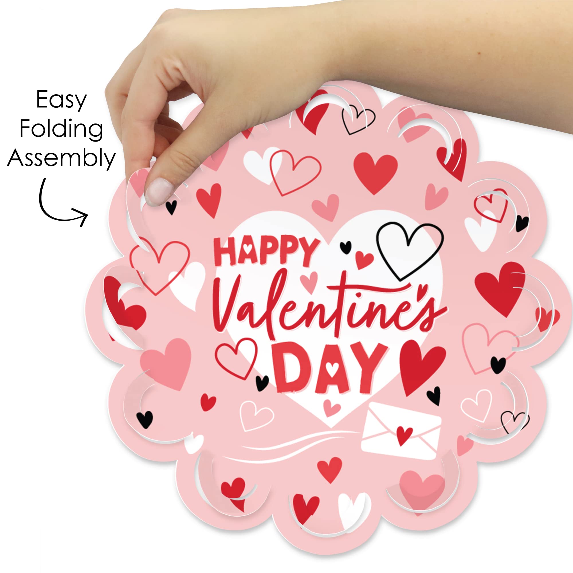 Big Dot of Happiness Happy Valentine’s Day - Valentine Hearts Party Round Table Decorations - Paper Chargers - Place Setting for 12