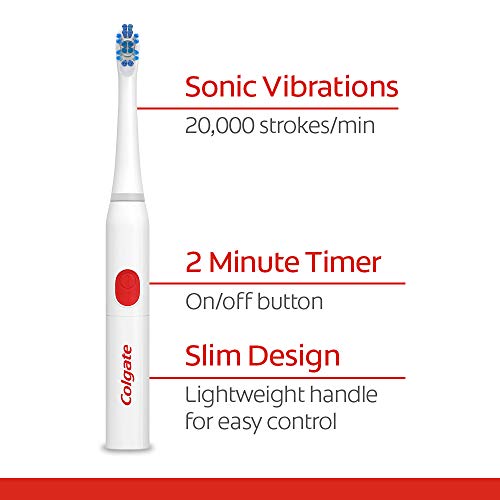Colgate, 360 Advanced Sonic Battery Power Toothbrush Soft, Whitening, 1 Count
