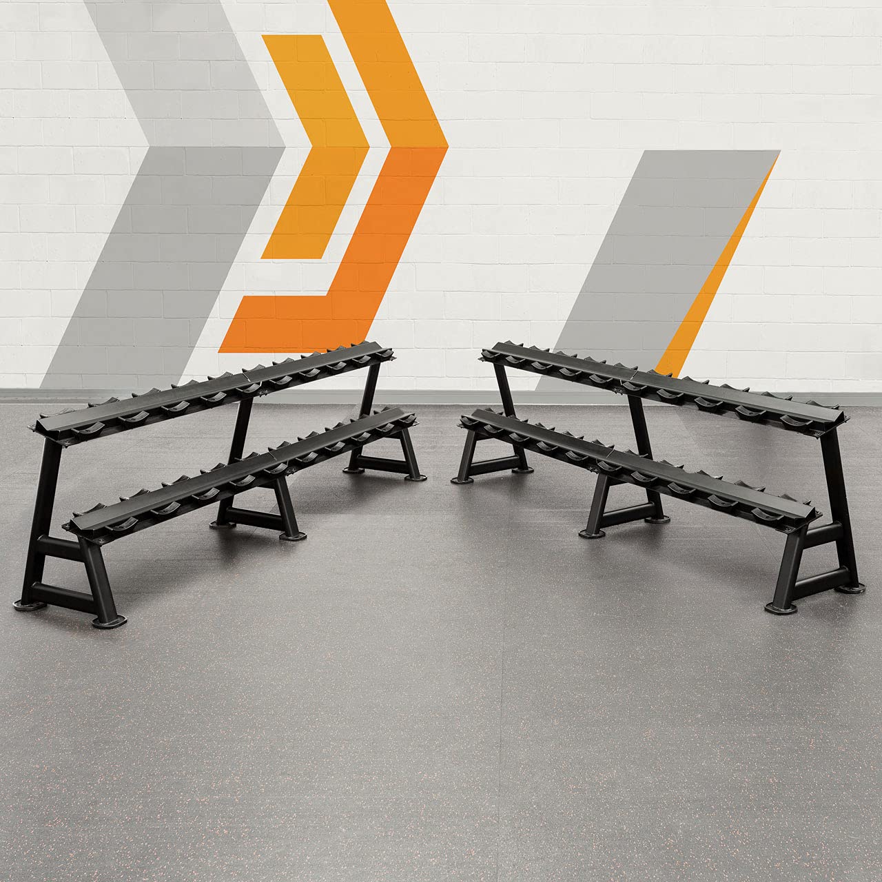 METIS Pro Urethane Dumbbell Rack Sets - 2 Tier Weight Stand for Dumbbells | Commercial Dumbbell Set & Racks | Individual Dumbbell Stand or Stand with Weight Set (Rack Only)