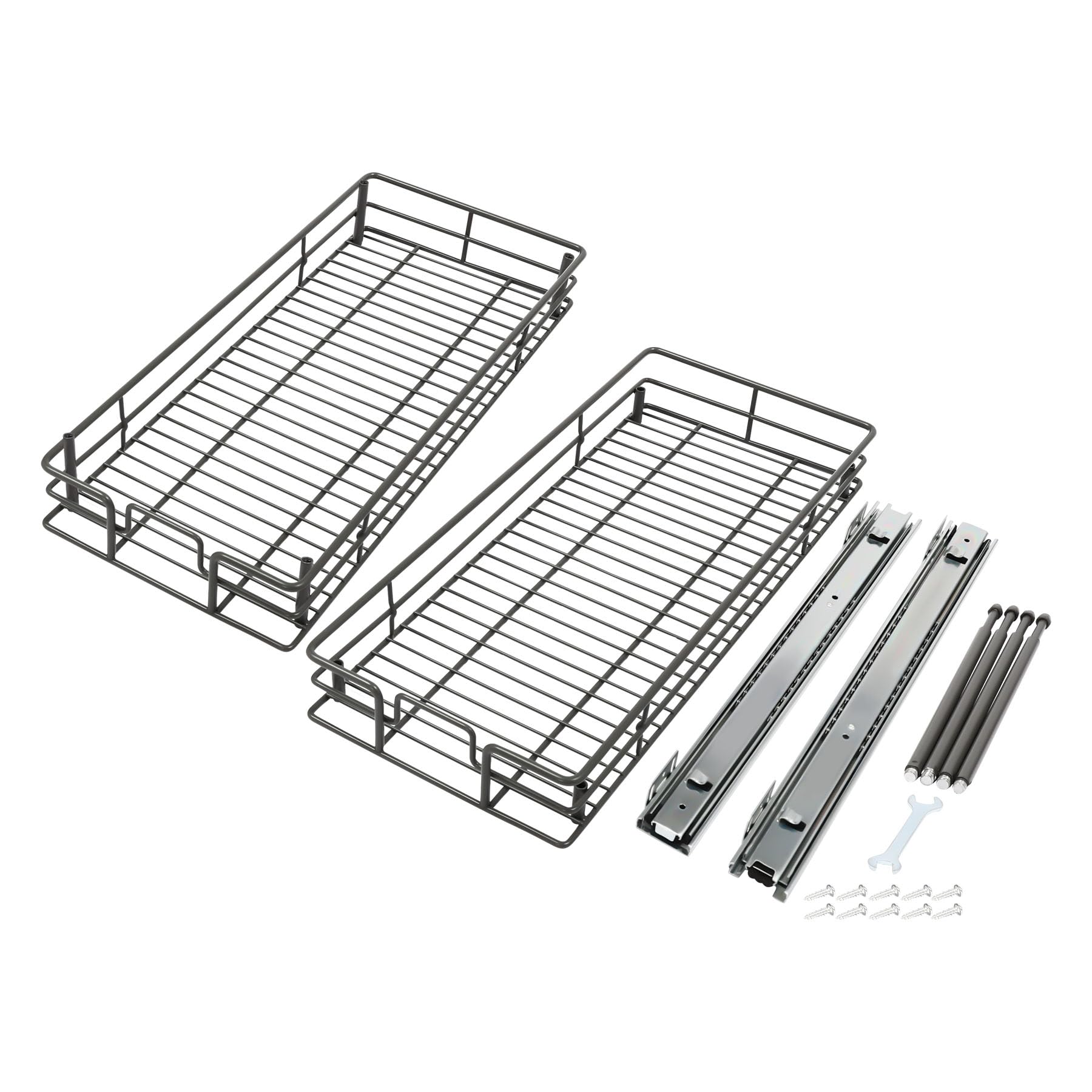 PIOJNYEN Pull Out Cabinet Organizer, 2-Tier Cabinet Pull Out Shelves, Kitchen Cabinet Organizer for Storing Kitchen Utensils Such As Dinner Plates, Bowls, Spices, Baking Supplies (10.5" W X 21.5" D)