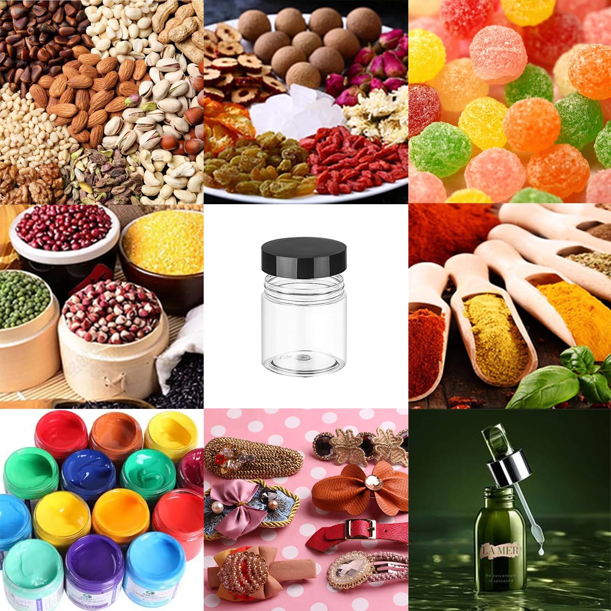 LOSYHU 24 Pack Plastic Jars With Lids 12 OZ PET Plastic Jars Round Plastic Slime Storage Jars Wide Opening Clear Empty Plastic Jars with Screw On Lids For Dry Food Kitchen Craft Storage
