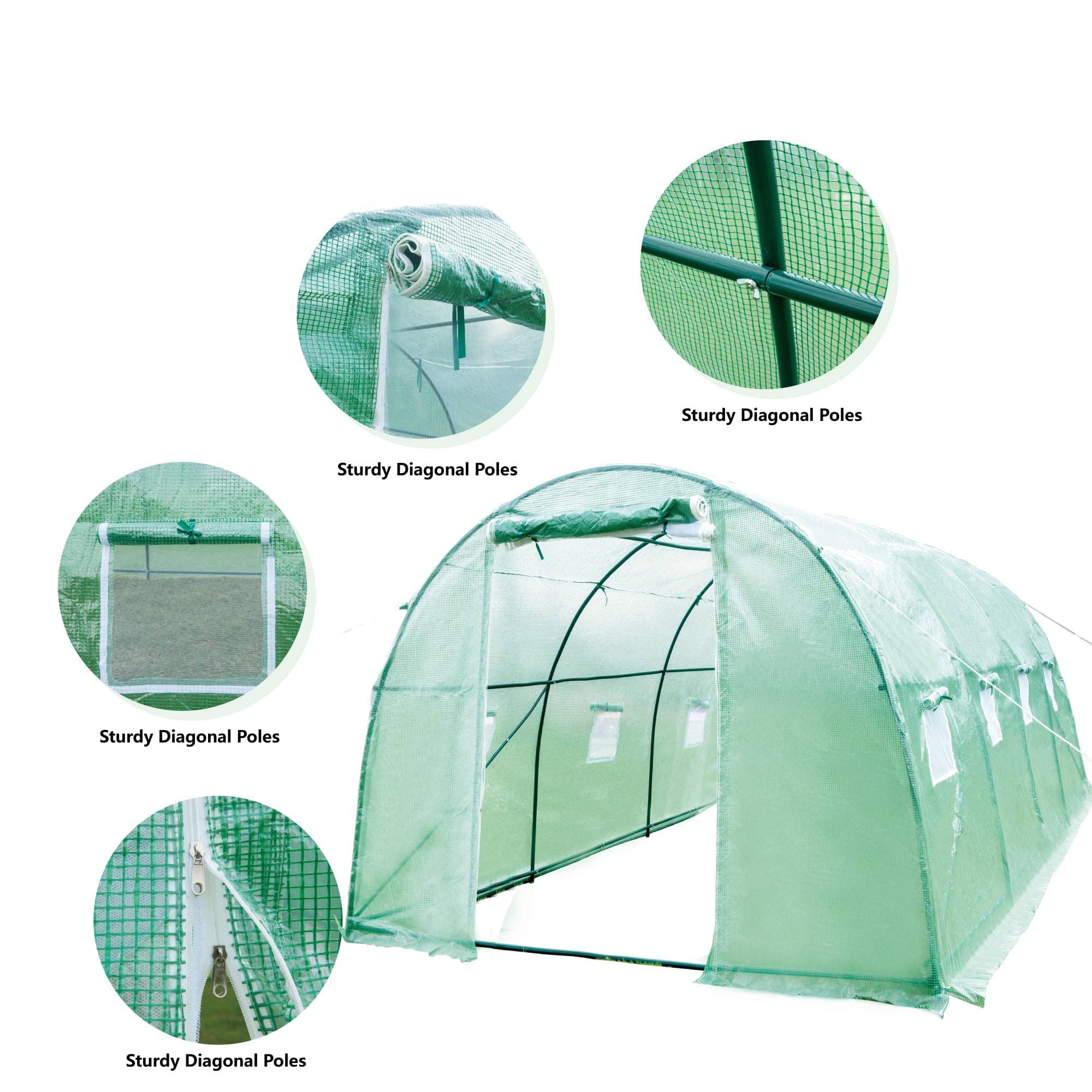 Walk-in Tunnel Greenhouse,Portable Plant Hot Housewith Dual Zippered Screen Doors & 6 Screen Windows Heavy Duty Plastic Plant Warm House with Reinforced Frame (10x10x6.6 FT)