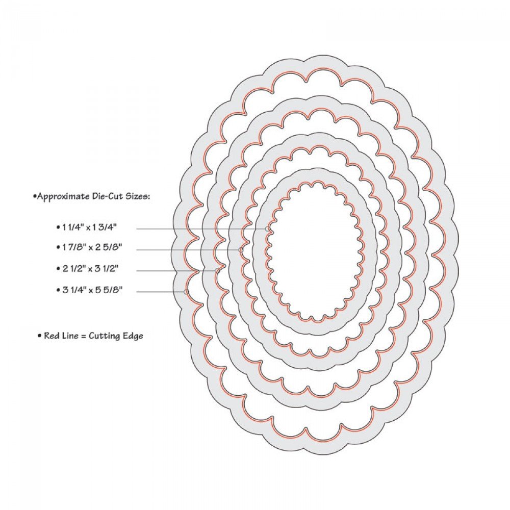 Sizzix Framelits Die Set 4/PK - Ovals, Scallop
