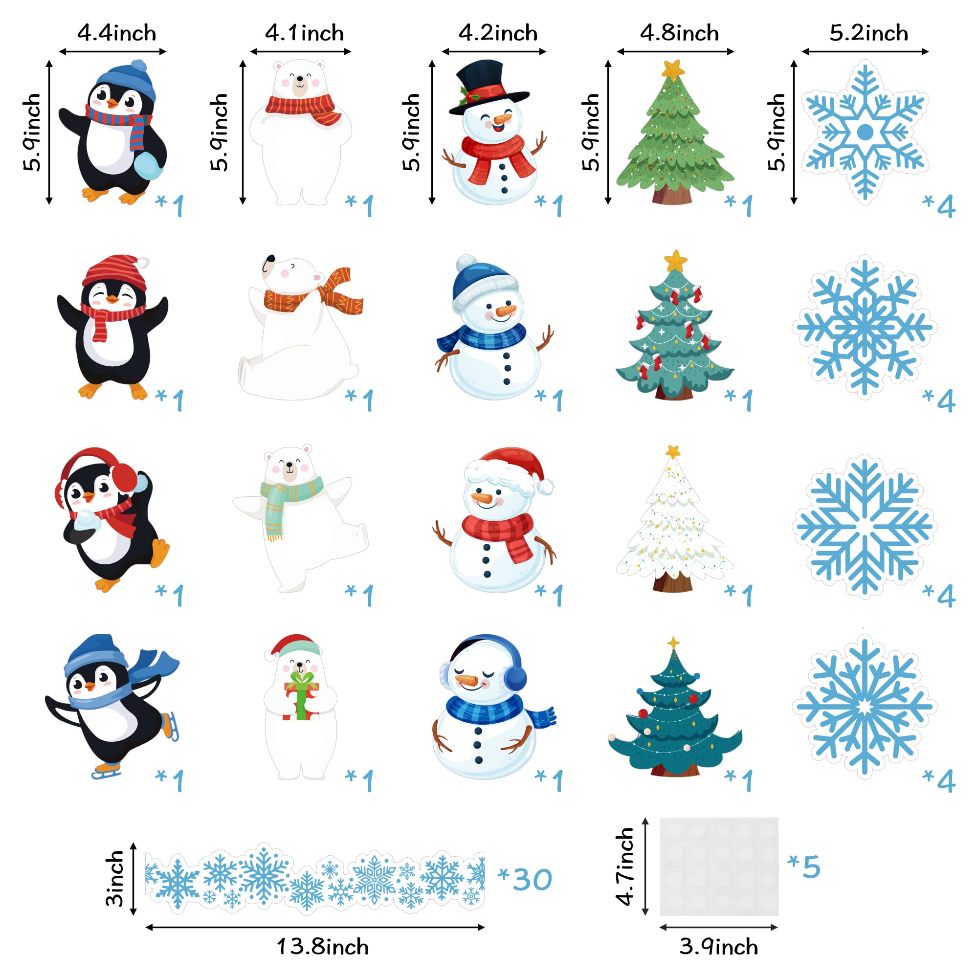 67Pcs Winter Classroom Bulletin Board Decorations Winter Xmas Tree Snowman Penguin Bear Snowflake Border Cut Outs for School Classroom Office Party Wall Window Decor, Welcome Winter Christmas Gifts