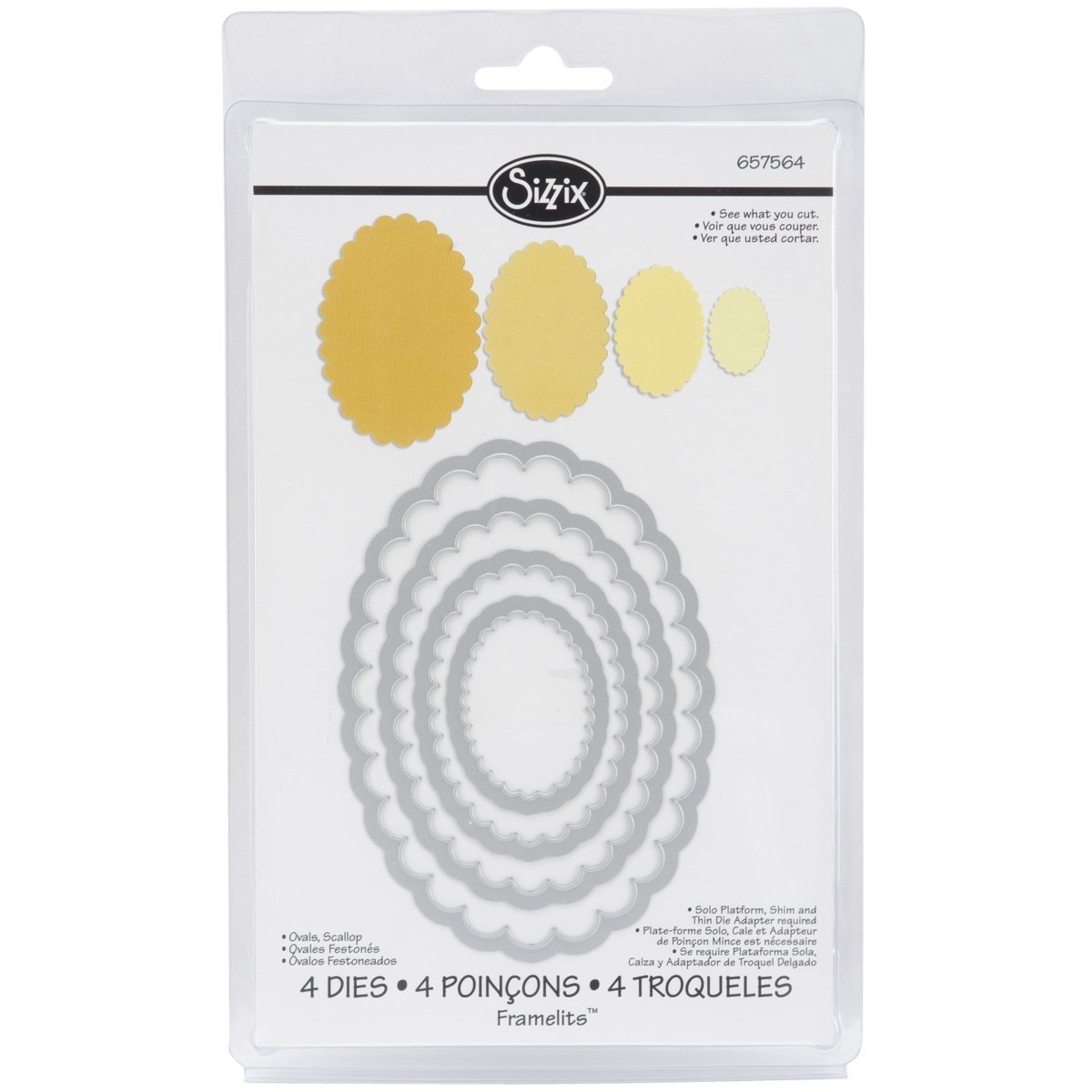 Sizzix Framelits Die Set 4/PK - Ovals, Scallop