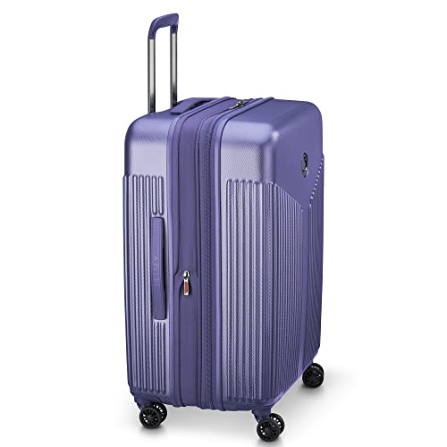 DELSEY PARIS Comete 3.0 Hardside Expandable Luggage with Spinner Wheels, Lavender, Checked-Large, 28 Inch