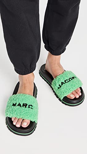 Marc Jacobs Women's The Teddy Slides, Fluffy Green, 6 Medium US