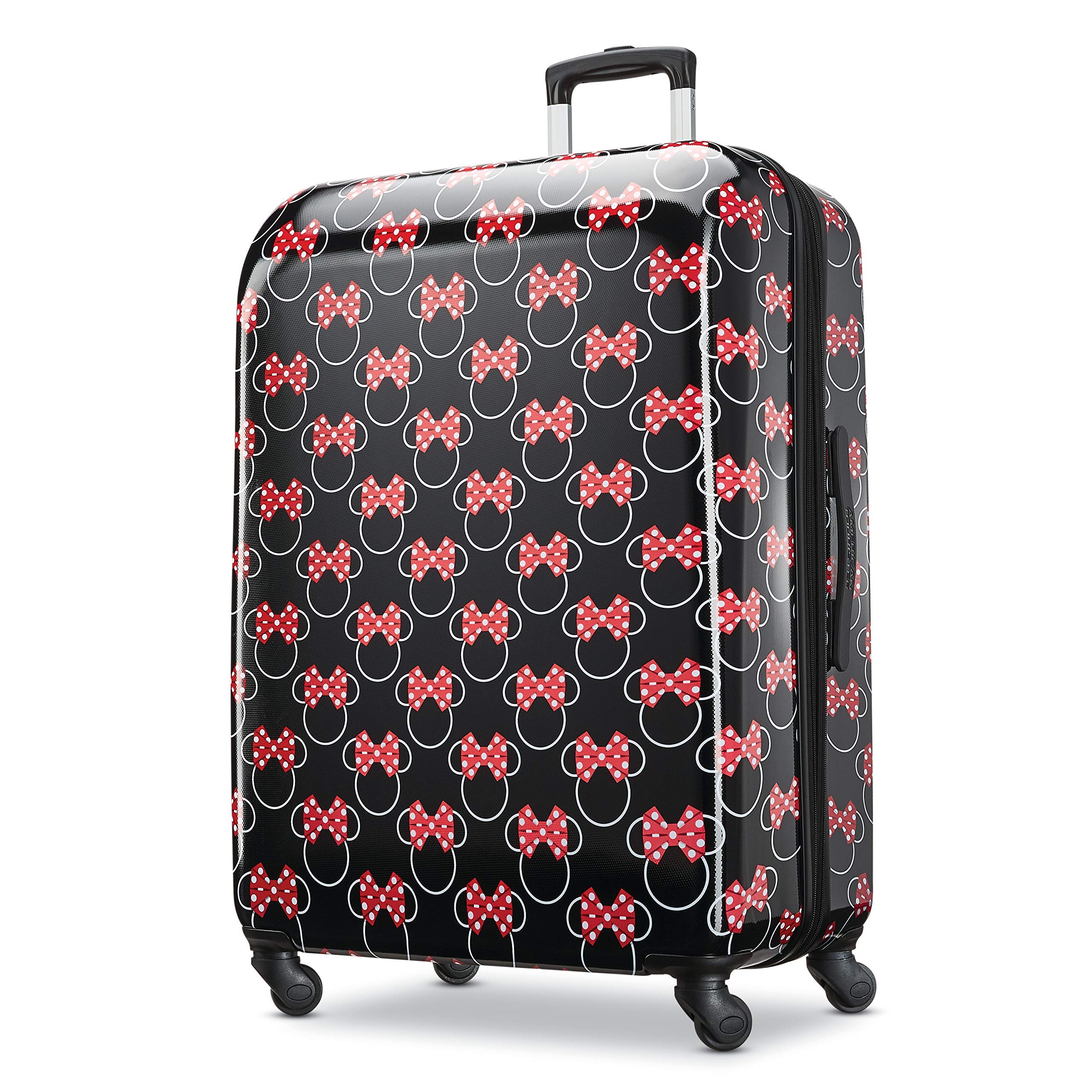 American Tourister Disney Hardside Luggage with Spinner Wheels, Minnie Mouse Head Bow, Checked-Large 28-Inch