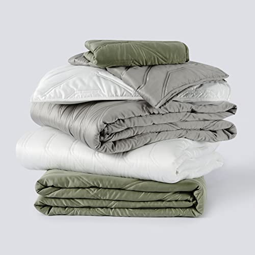 DOWN HOME Satin Silky Lightweight 3 Pieces Quilt Set Coverlet Set Modern Classic Quilting Pattern for All Season Super Soft and Silky Full Queen 88x92inch White