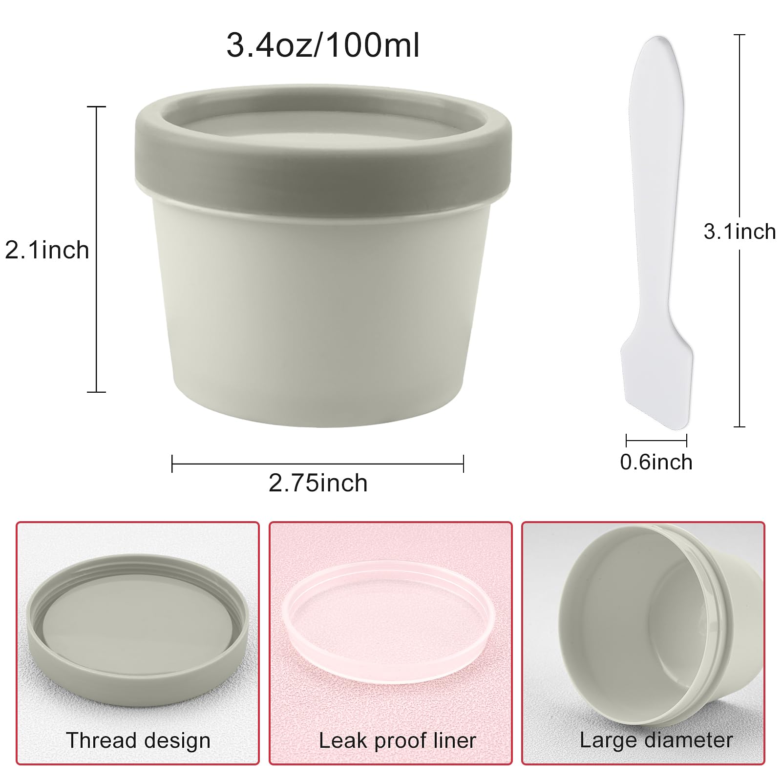 Cosywell Travel Containers for Toiletries Plastic Cream Jars 3.4oz/100ml Empty Cosmetic Pot Jars 4 Pieces Refillable TSA Approved Leak-proof Travel Size Accessories with Lids(Black)