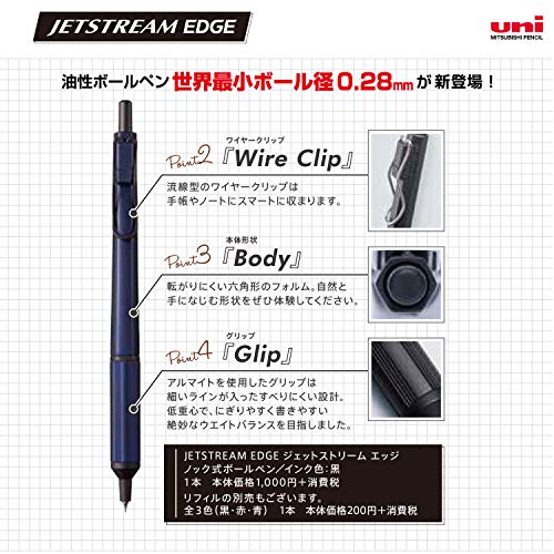 uni Jetstream EDGE 0.28mm Oil-based Ballpoint Pen, Navy Body (SXN100328.9)