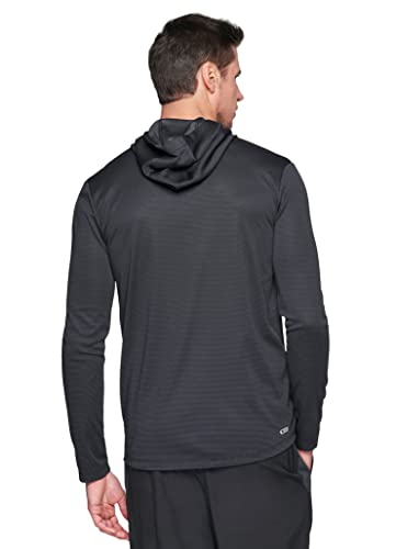 RBX Men's Lightweight Hoodie Top Quick Drying Long Sleeve Tee Texture Charcoal S