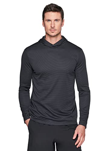 RBX Men's Lightweight Hoodie Top Quick Drying Long Sleeve Tee Texture Charcoal S