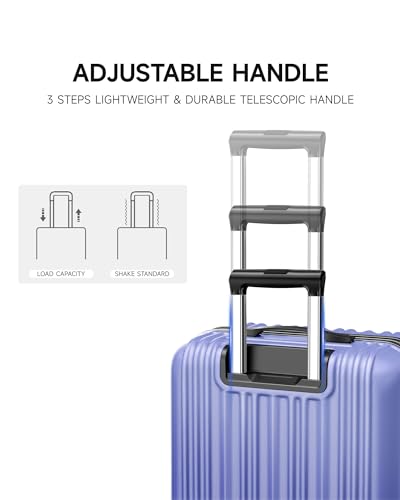 SunnyTour 24In Expandable Checked Luggage, Hard Shell Spinner Suitcase with Wheels for Business/Travel (Lavender)