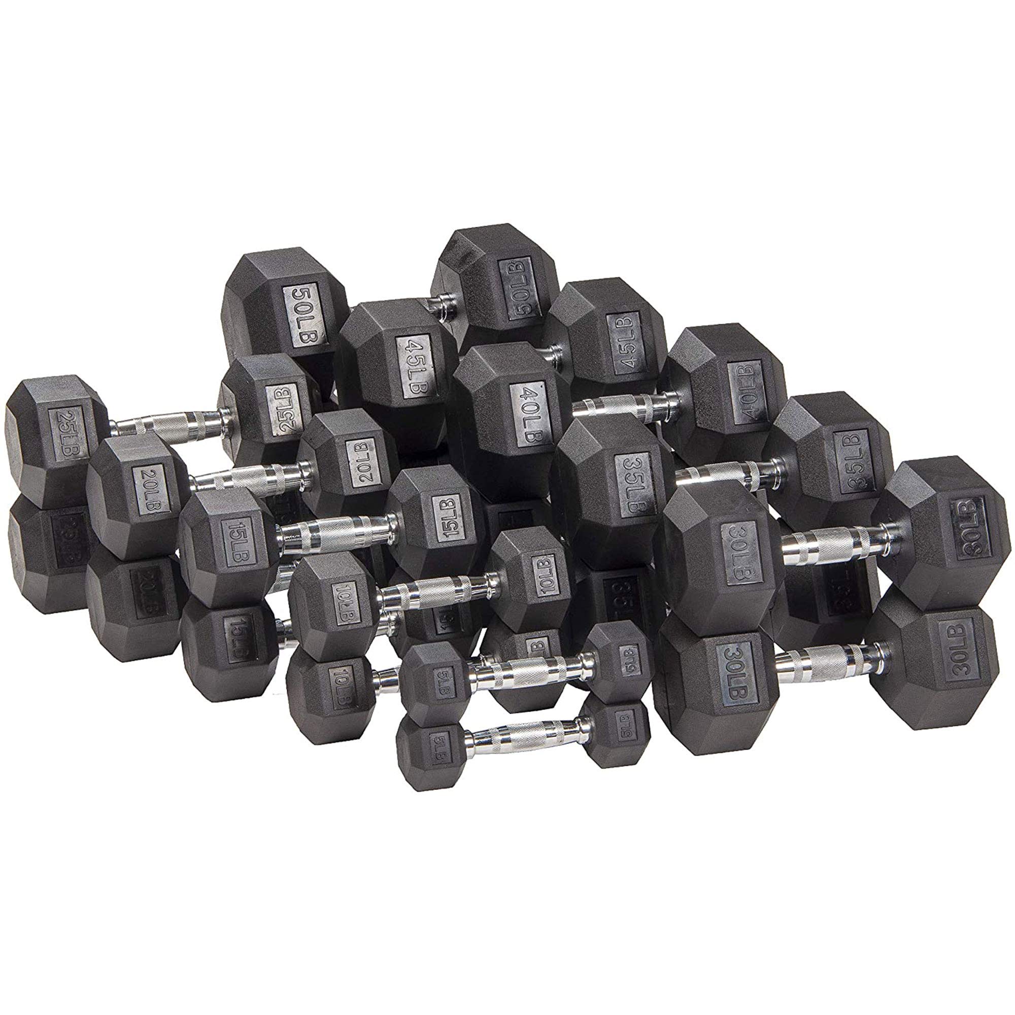 Fitvids Sporzon! Rubber Encased Hex Dumbbell, Single, Black