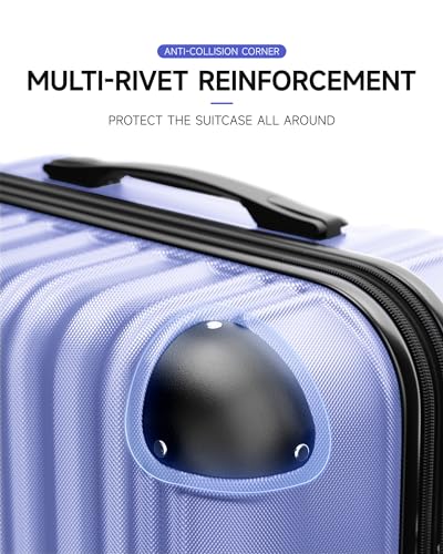 SunnyTour 24In Expandable Checked Luggage, Hard Shell Spinner Suitcase with Wheels for Business/Travel (Lavender)
