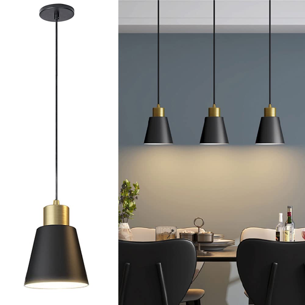 Yollzey Black Pendant Light Kitchen Island Mini Pendant Lighting with 59in Cord Industrial Modern Hanging Ceiling Light for Kitchen Dining Room,Foyer,Hallway,Bar,Sink(1 Pack)