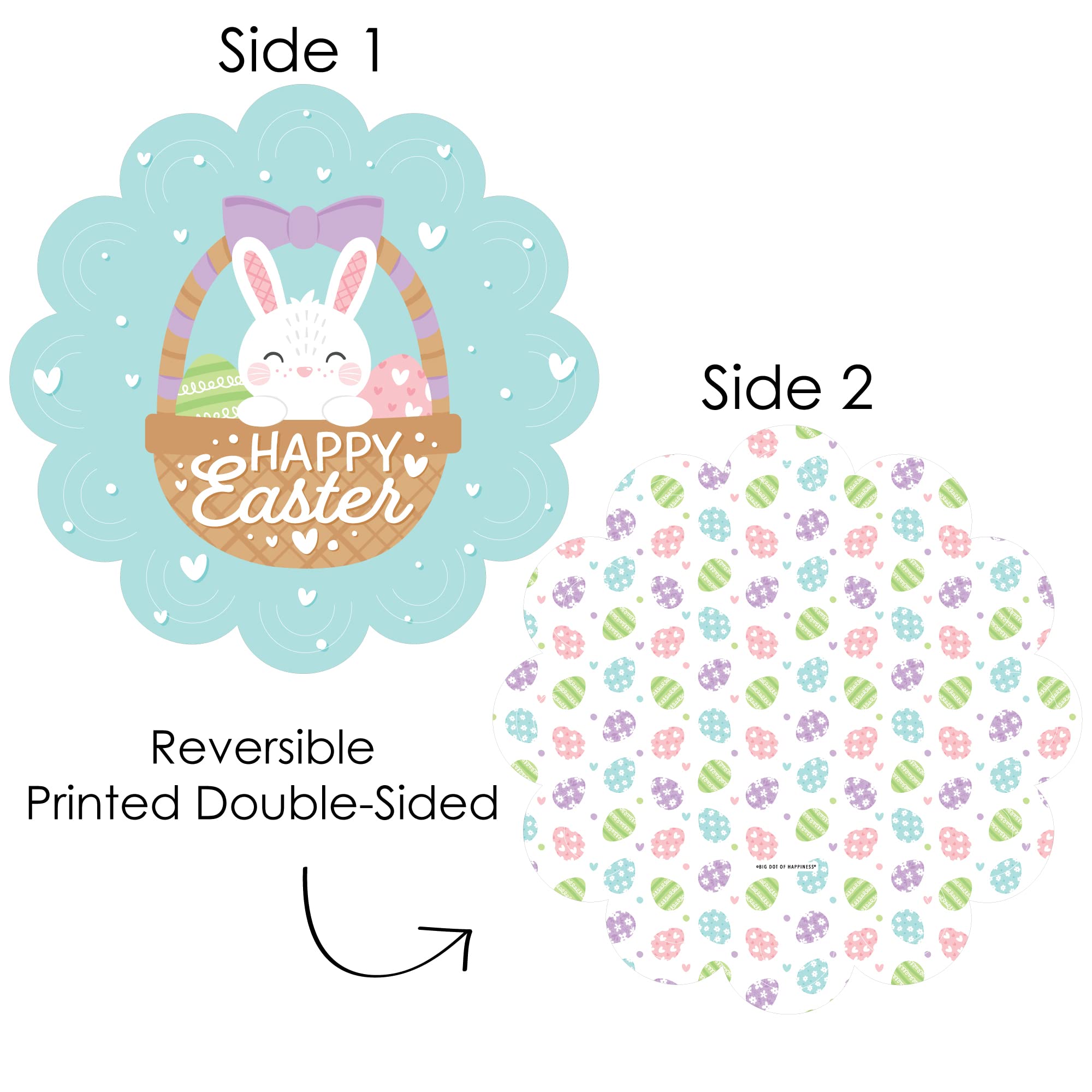 Big Dot of Happiness Spring Easter Bunny - Happy Easter Party Round Table Decorations - Paper Chargers - Place Setting For 12