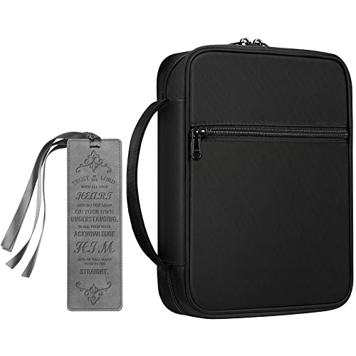 FINPAC Black Bible Cover w/Bible Verse Bookmarks for Women Men