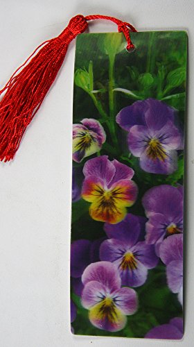 3 Bookmarks - 3D Lenticular - Colorful Flowers with Red Tassle