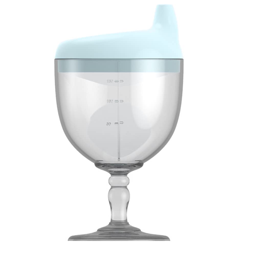 Crumye Prince Wine Sippy Cup, No Spill Wine Glass Sippy Cup for Baby Boy 12+ Months, Fancy Goblet Style Great for Your Prince Holidays Birthday Party Celebration, 5 Ounce(Blue)