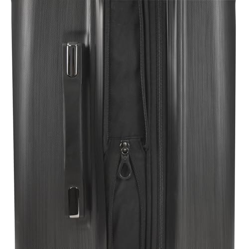 Traveler's Choice Silverwood Polycarbonate Hardside Expandable Spinner Luggage, Brushed Metal, Checked-Medium 26-Inch