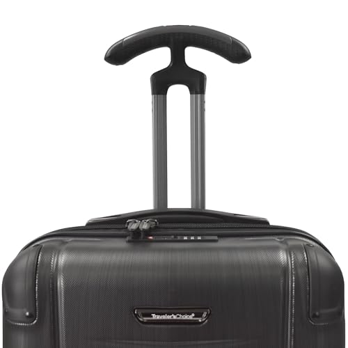 Traveler's Choice Silverwood Polycarbonate Hardside Expandable Spinner Luggage, Brushed Metal, Checked-Medium 26-Inch