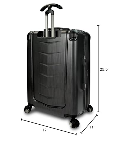 Traveler's Choice Silverwood Polycarbonate Hardside Expandable Spinner Luggage, Brushed Metal, Checked-Medium 26-Inch