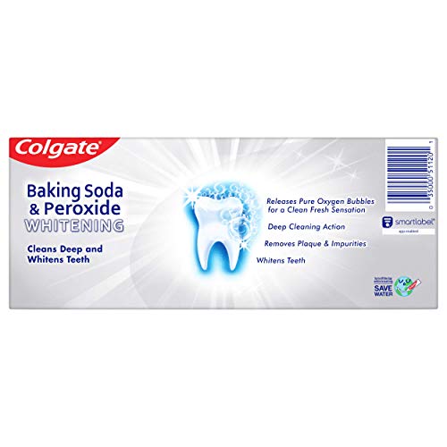 Colgate Baking Soda and Peroxide Toothpaste, Whitening Baking Soda Toothpaste, Brisk Mint Flavor, Whitens Teeth, Fights Cavities and Removes Surface Stains for Whiter Teeth, 6 Oz Tube, 2 Pack