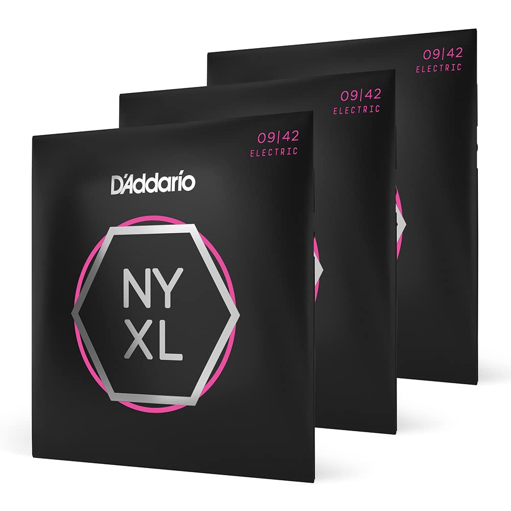 D'Addario Guitar Strings - NYXL Electric Guitar Strings - NYXL0942-3P - Unrivaled Strength, Tuning Stability, Enhanced Mid-Range - For 6 String Guitars - 09-42 Super Light, 3-Pack