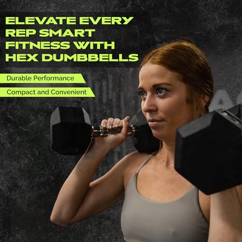 Rage Fitness Rubber Coated Dumbbell - No Roll Design Easy-Grip Steel Knurled Handle, Weights Dumbbell Set for Strength Training, Workouts - Ideal Weights Set for Home Gym - SOLD INDIVIDUALLY - Black (55 LB)