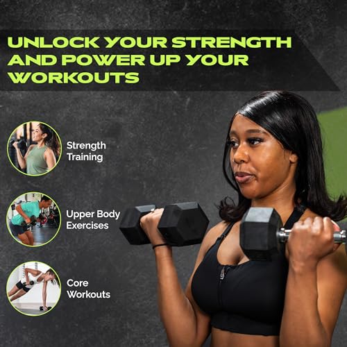 Rage Fitness Rubber Coated Dumbbell - No Roll Design Easy-Grip Steel Knurled Handle, Weights Dumbbell Set for Strength Training, Workouts - Ideal Weights Set for Home Gym - SOLD INDIVIDUALLY - Black (55 LB)