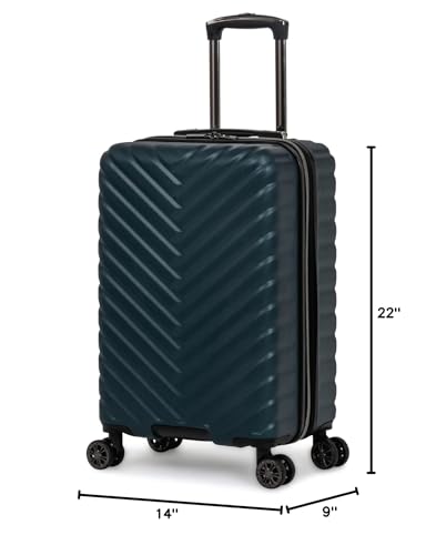 Kenneth Cole REACTION Madison Square Lightweight Hardside Chevron Expandable Spinner Luggage, Emerald, 20-Inch Carry On