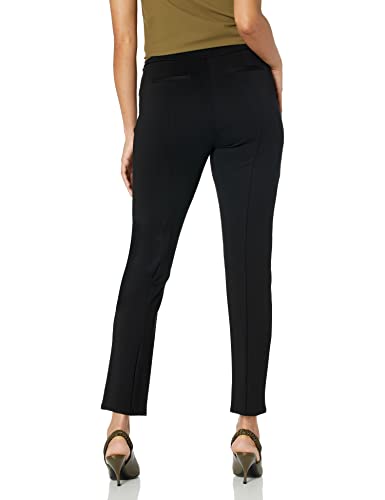 Rafaella Missy Slim Ponte Dress Pants For Women, Pull-On Waistband, 30.5” Inseam, Stretch, Comfort Fit, Flat Front (Sizes 4-16), Black, 14
