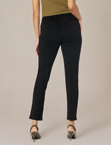 Rafaella Missy Slim Ponte Dress Pants For Women, Pull-On Waistband, 30.5” Inseam, Stretch, Comfort Fit, Flat Front (Sizes 4-16), Black, 14