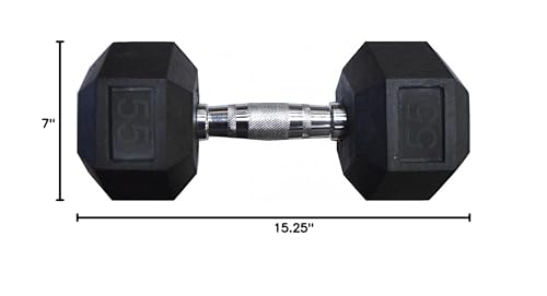 Rage Fitness Rubber Coated Dumbbell - No Roll Design Easy-Grip Steel Knurled Handle, Weights Dumbbell Set for Strength Training, Workouts - Ideal Weights Set for Home Gym - SOLD INDIVIDUALLY - Black (55 LB)