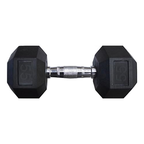 Rage Fitness Rubber Coated Dumbbell - No Roll Design Easy-Grip Steel Knurled Handle, Weights Dumbbell Set for Strength Training, Workouts - Ideal Weights Set for Home Gym - SOLD INDIVIDUALLY - Black (55 LB)
