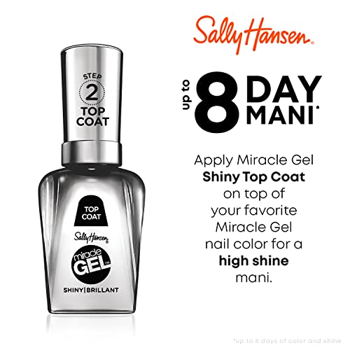 Sally Hansen Miracle Gel Nail Polish Shiny Top Coat, 101 Miracle Gel 3.0 Shiny Top Coat, 0.5 Fl Ounce