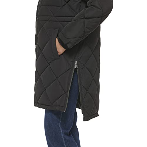 Levi's Women's Soft Sherpa Lined Diamond Quilted Long Parka Jacket (Standard & Plus Sizes), Black, XX-Large