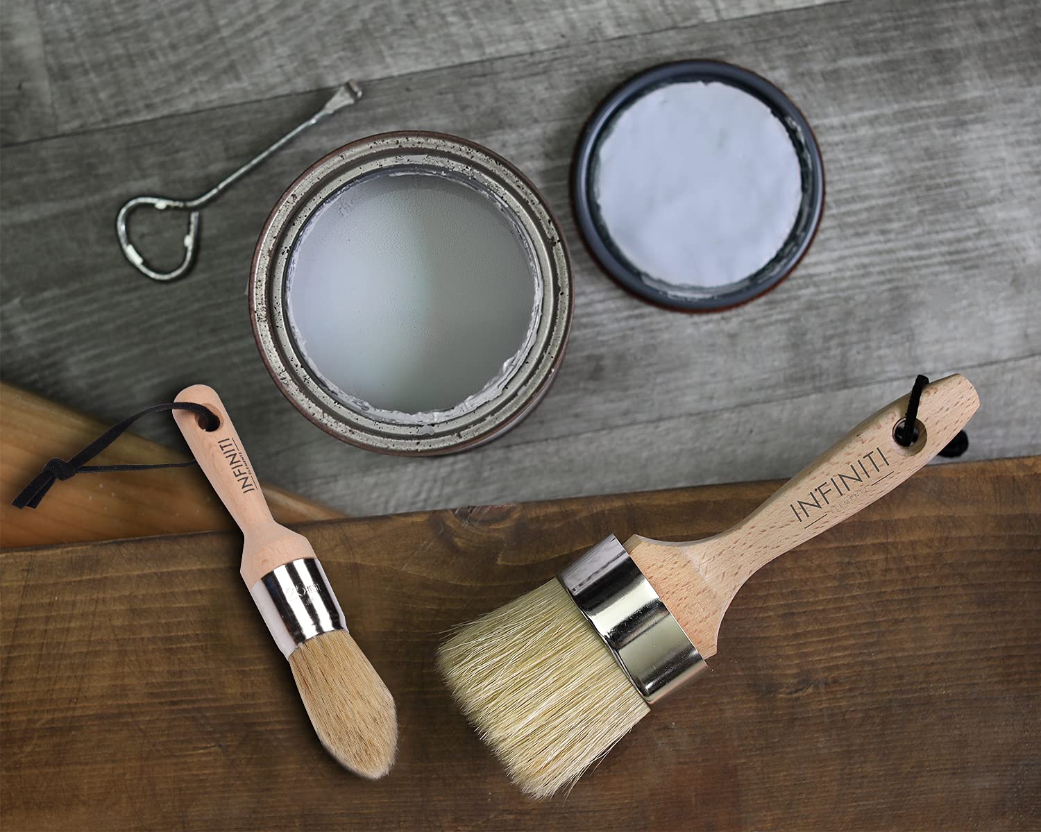 Professional Chalk and Wax Paint Brush 2PC Set!!!! Large DIY Painting and Waxing Tool | Smooth, Natural Bristles | Folk Art, Home Décor, Wood Projects, Furniture, Stencils | Reusable (Large Small 2pc)