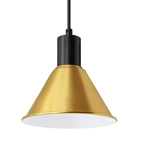 Industrial Pendant Lights Kitchen Island,Black and Gold Hanging Light Fixtures,Vintage Pendant Lights Fixtures with Adjustable Cord,Metal Shade,for Bedroom/Living Room/Bar (No Bulb)