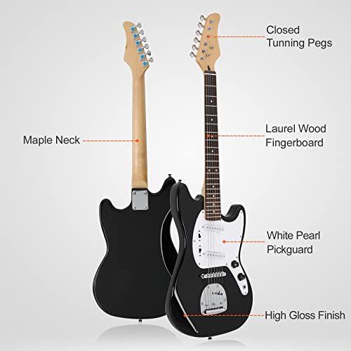 Ktaxon 39 Inch Full Size Electric Guitar 6 String Electric Guitar Kit with Portable Electric Guitar Bag, Adjustable Strap, Connecting Wire, Spanner Tool, Plectrum and Tremolo Bar(Black)