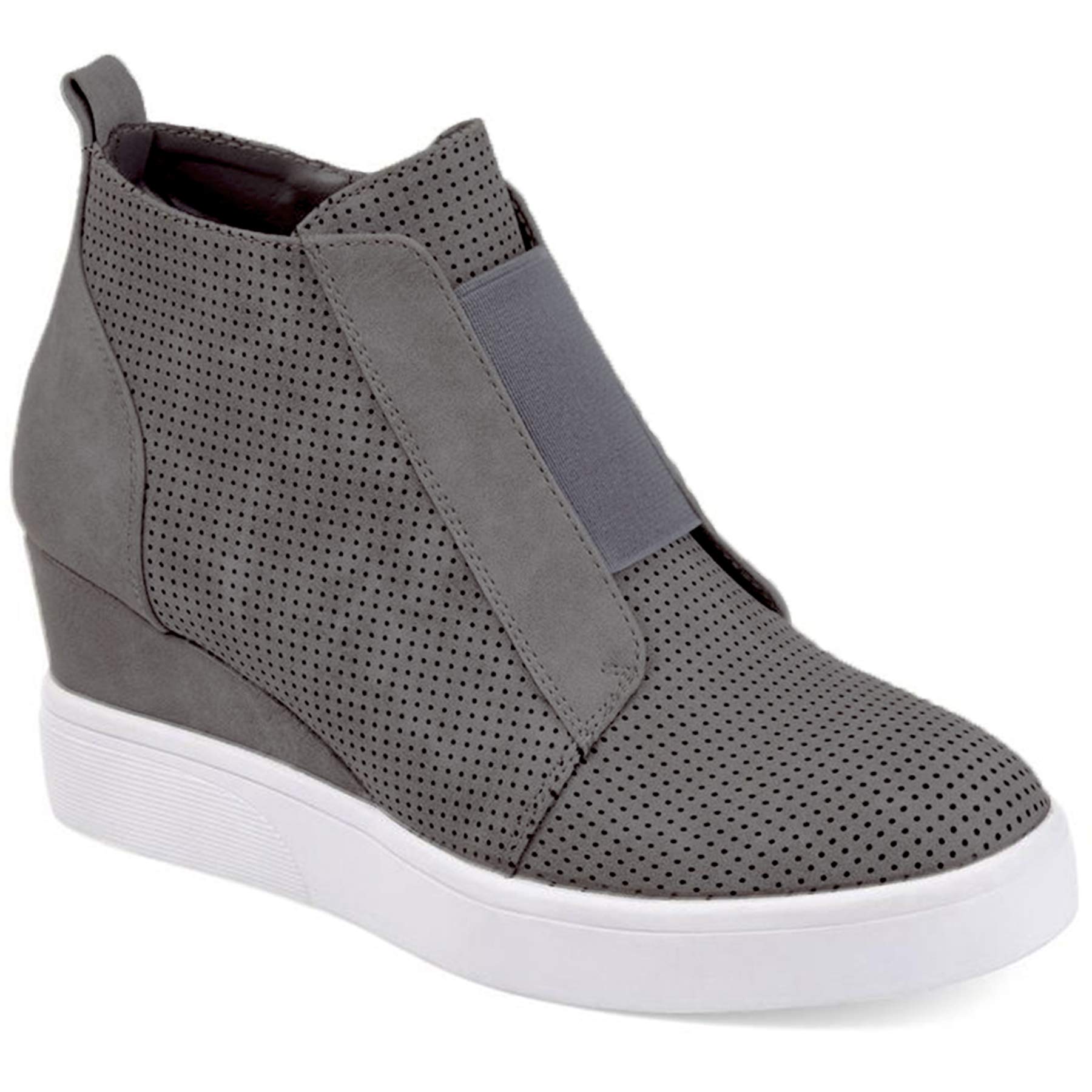 Athlefit Women's Wedge Sneakers Hidden Heel Platform Wedge Booties Hidden Wedgie Sneakers Size 8 Grey