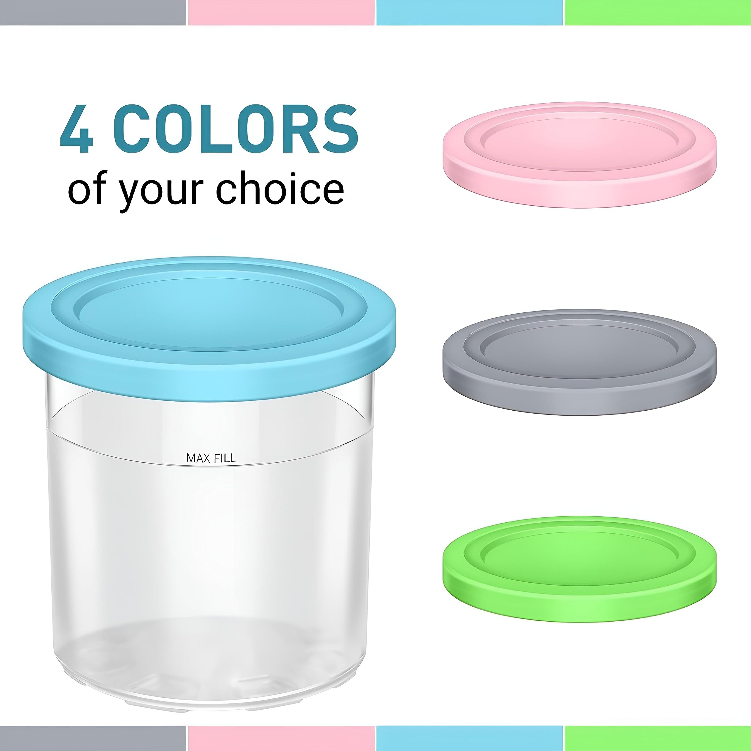 Ninja Creami Pints and Lids - 4 pack, Ninja creami breeze Compatible with NC299AMZ & NC300s Series, ice cream containers for homemade ice cream, Ninja Creami breeze containers ShieldXperts
